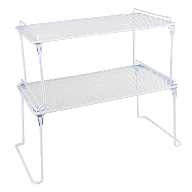 White Metal Stackable Storage Rack