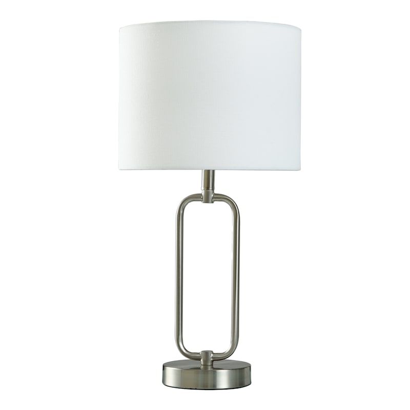 Silver Metal Accent Lamp with Shade, 15.5"