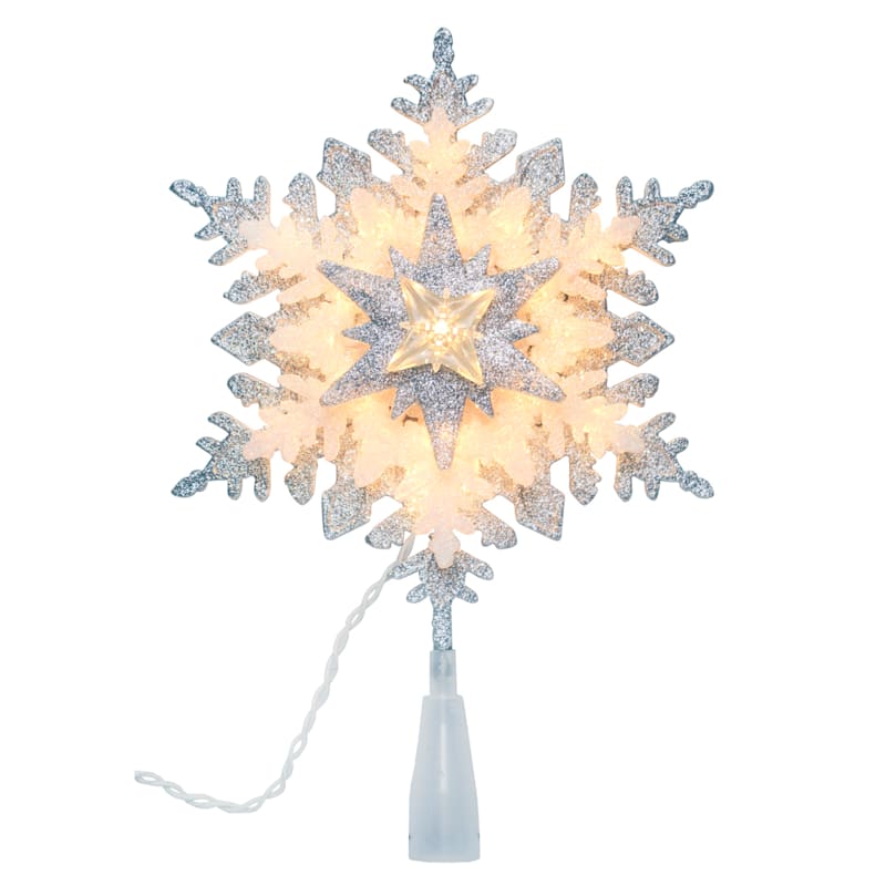 Pre-Lit 3D Snowflake Tree Topper 10in | Elegant Holiday Tree Topper ...