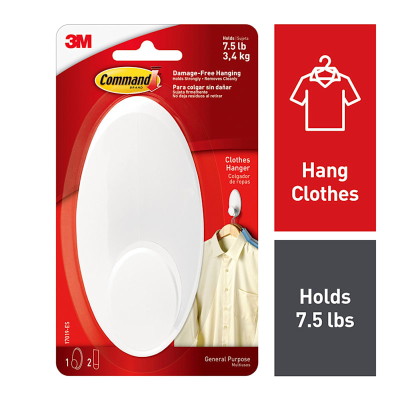 Command Clothes Hanger, 1-Hanger, 2-Strips/Pack