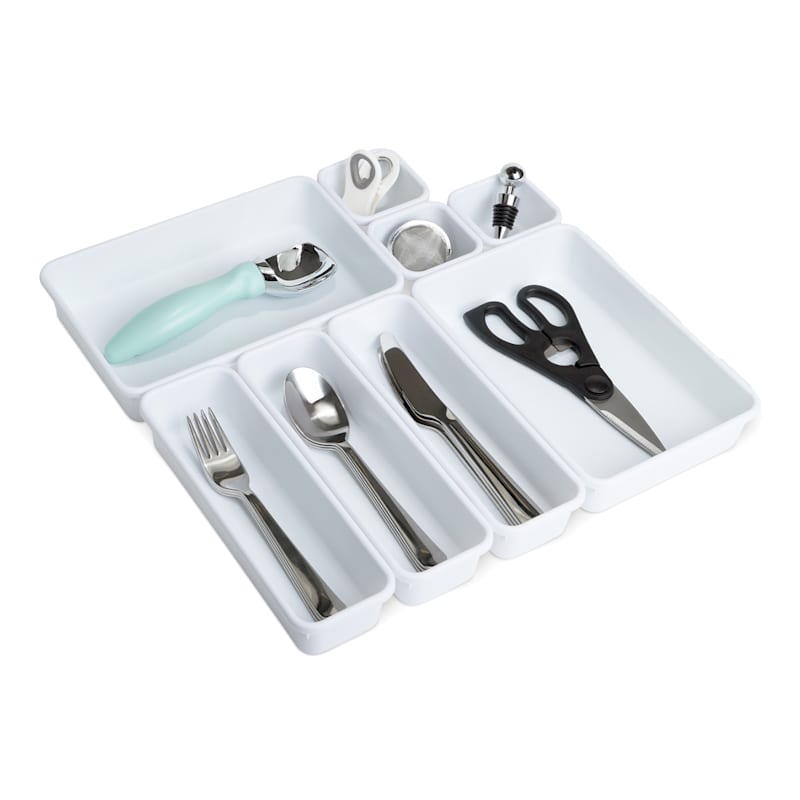 8-Piece White Drawer Organizer Set