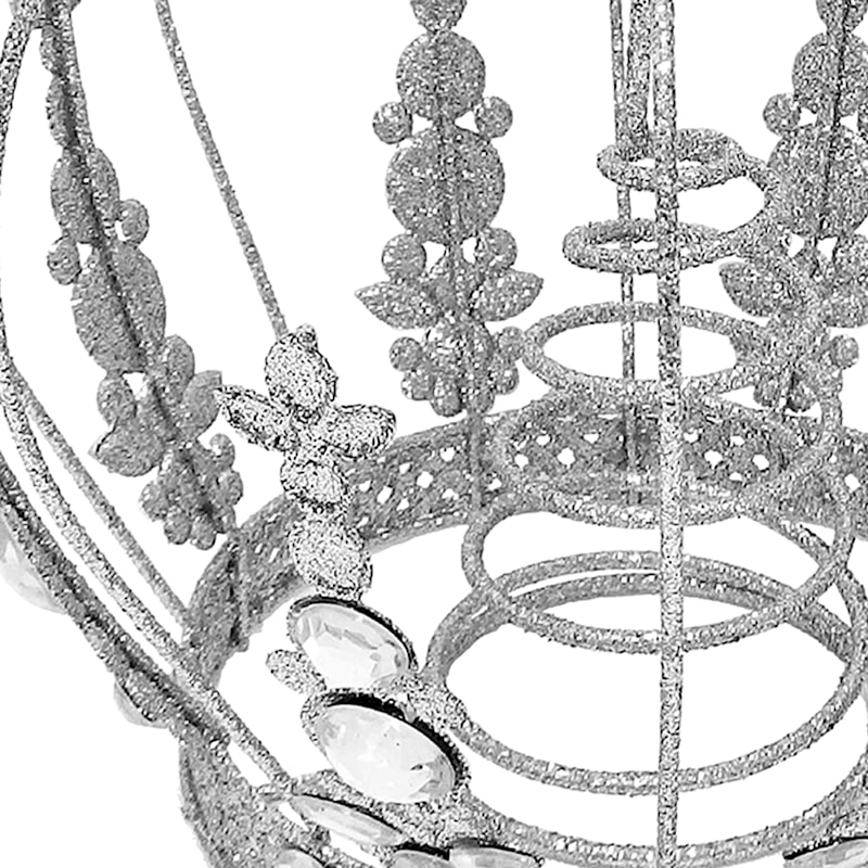 Silver Glittered Crown Tree Topper 9.1in | Christmas Indoor Decoration ...