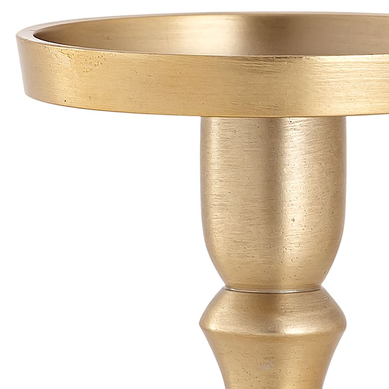 Gold Pillar Candle Holder, 7"