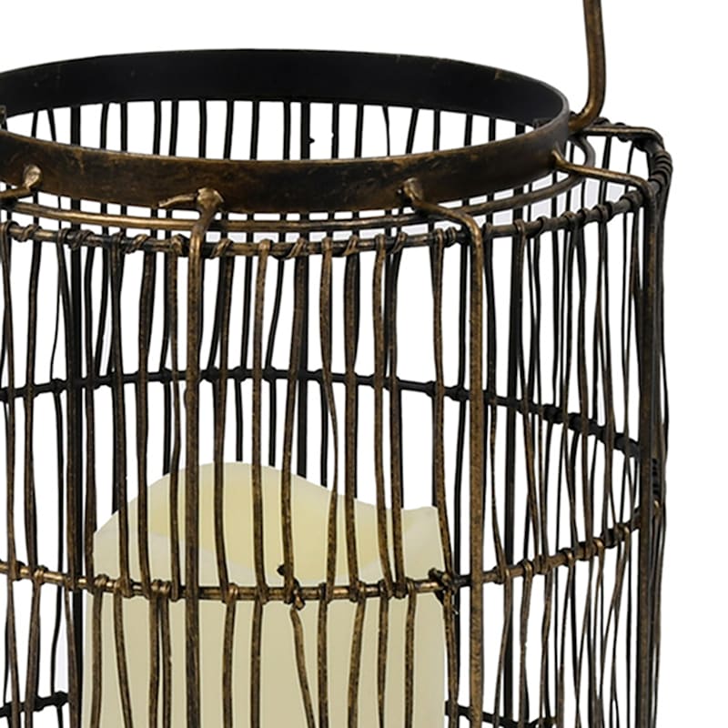 Found & Fable Metal Wire Lantern with Candle, 9"