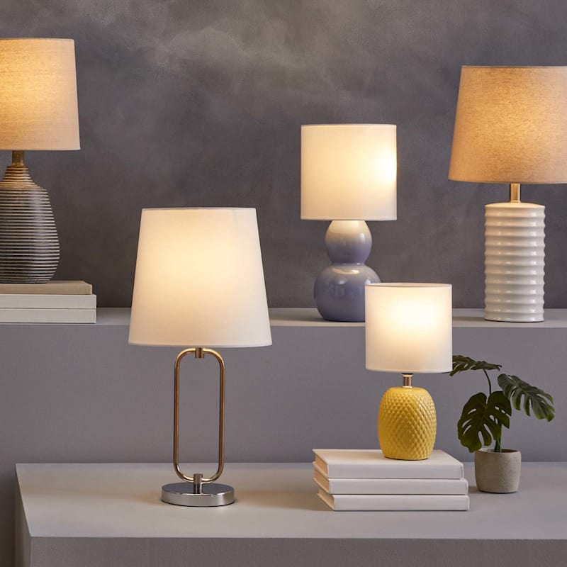 Silver Metal Accent Lamp with Shade, 15.5"