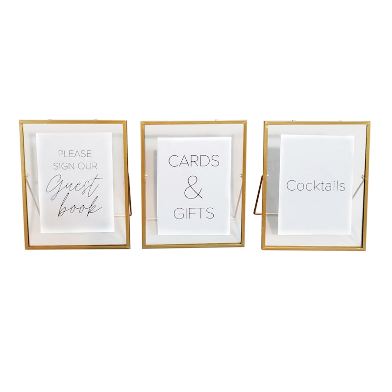 3-Pack Gold Frame Signs, 7x9
