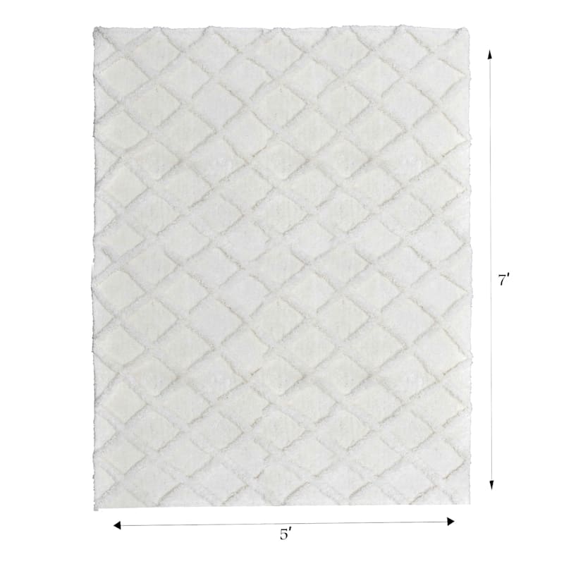 Ivory Diamond Tufted Shag Area Rug 5x7 | At Home