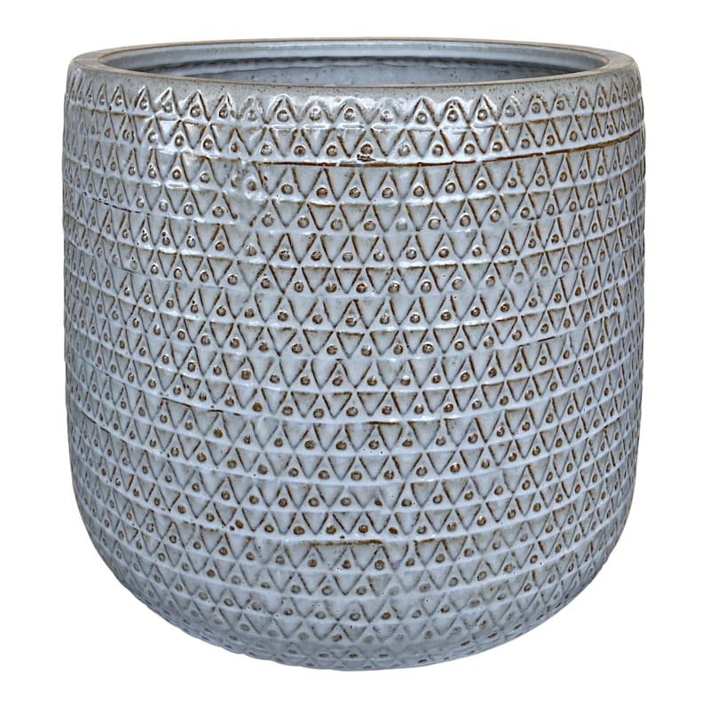 Isis White Ceramic Outdoor Planter, Small | At Home