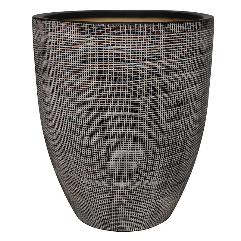 Indoor Tall Grid Patterned Ceramic Pot, Large | At Home