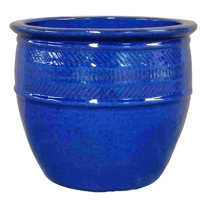 Dana Blue Ceramic Outdoor Planter, Large | At Home