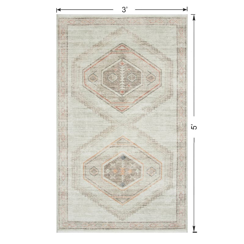 Pink Multicolor Tribal Washable Accent Rug | At Home