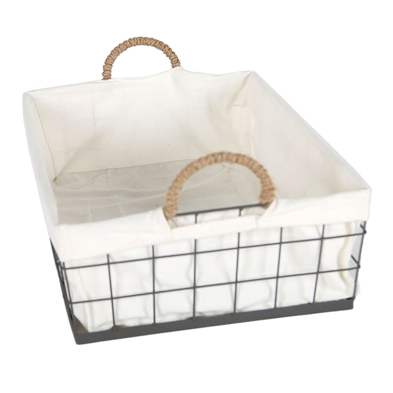 Lined Rectangle Wire Storage Basket Large | At Home