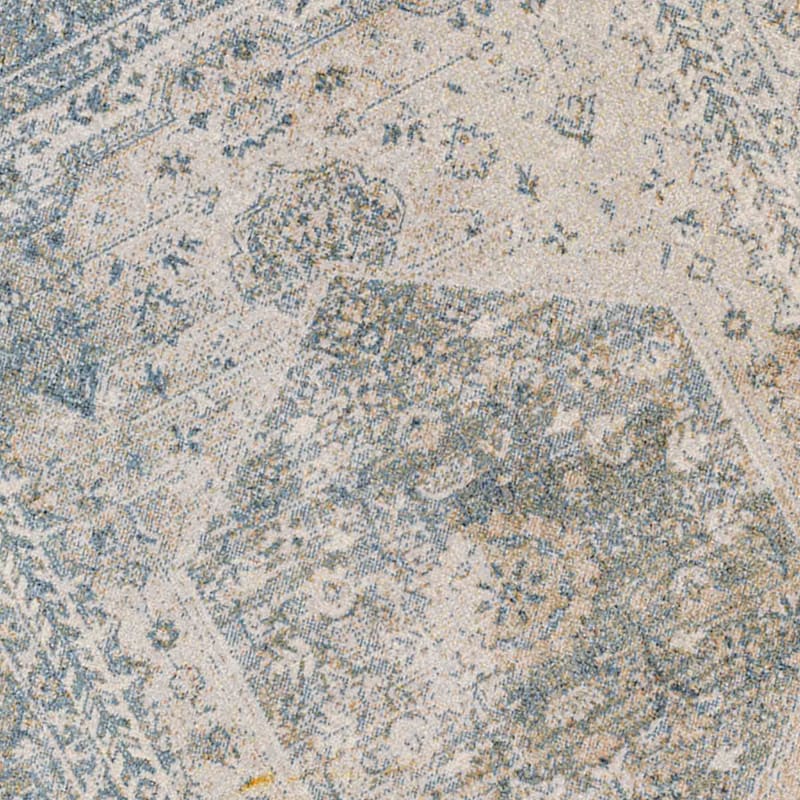 (D590) Lillian Blue Multi Medallion Washable Area Rug, 5x7