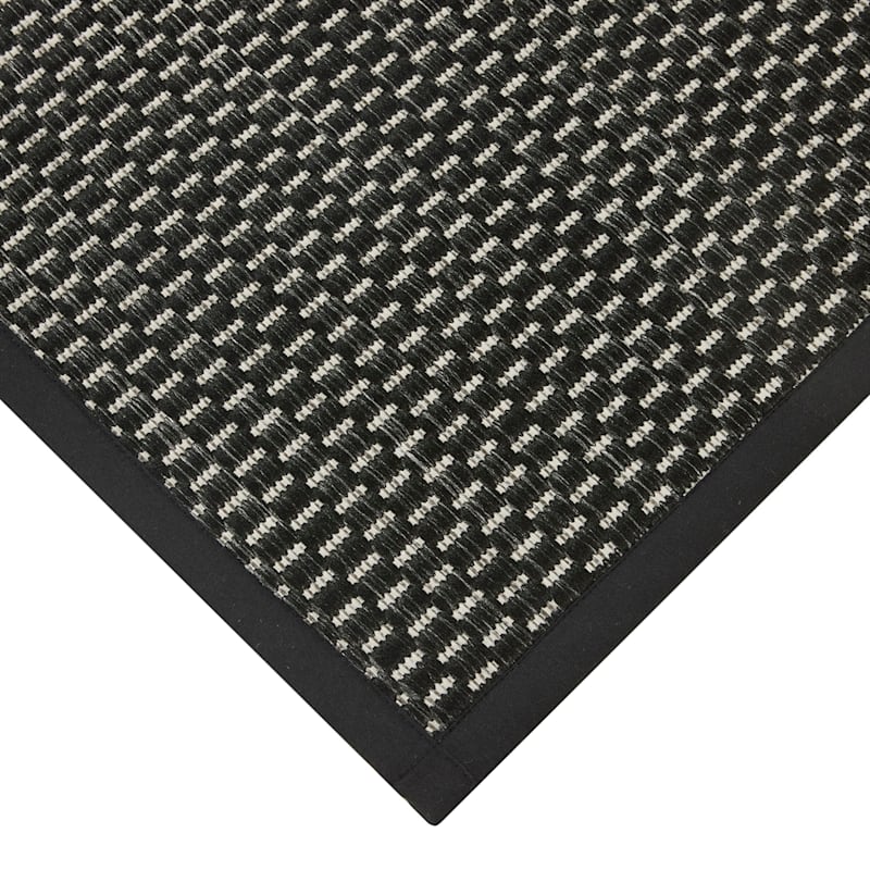 Tonal Dark Grey Puff-Back Washable Kitchen Runner, 2x5