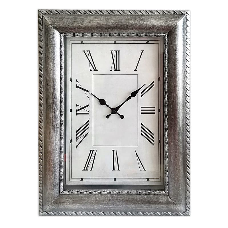 Pewter Rectangle Wall Clock, 16x20