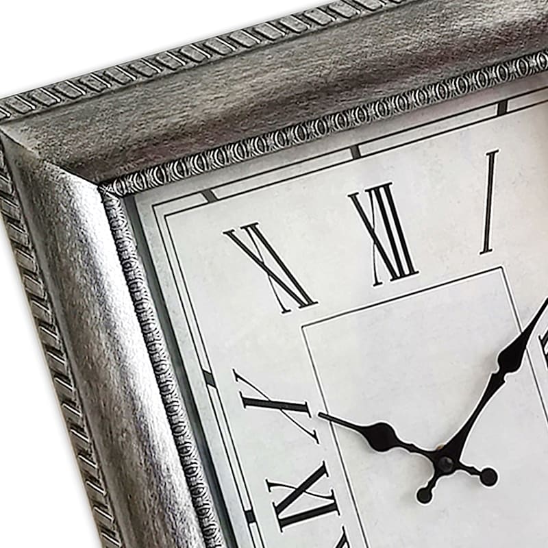 Pewter Rectangle Wall Clock, 16x20