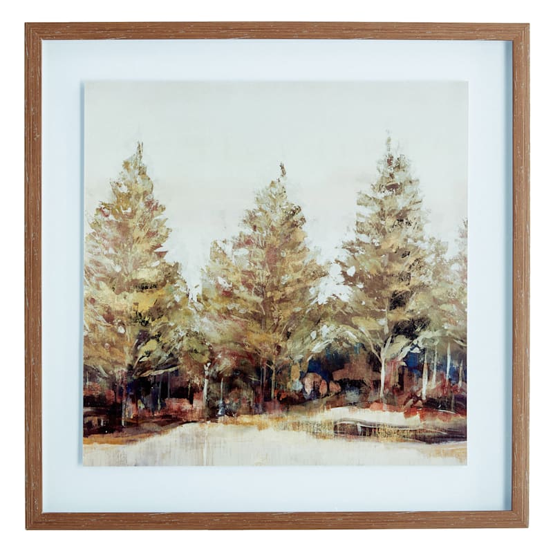 Honeybloom Glass Framed Forest Print Wall Art, 21"