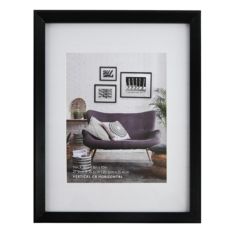 11x14 Matted to 8x10 Wall Frame, Black
