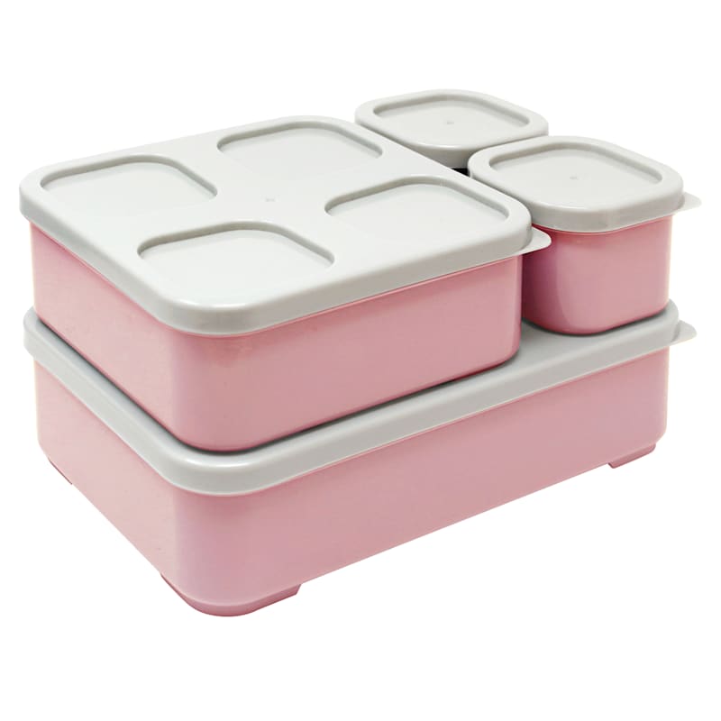 4-Piece Lunch & Snack Box Set, Blush Pink