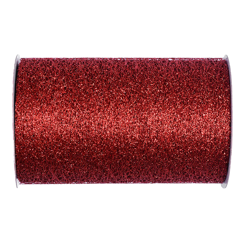 Red Mesh Ribbon 6in x 20yd | Holiday Decor | At Home