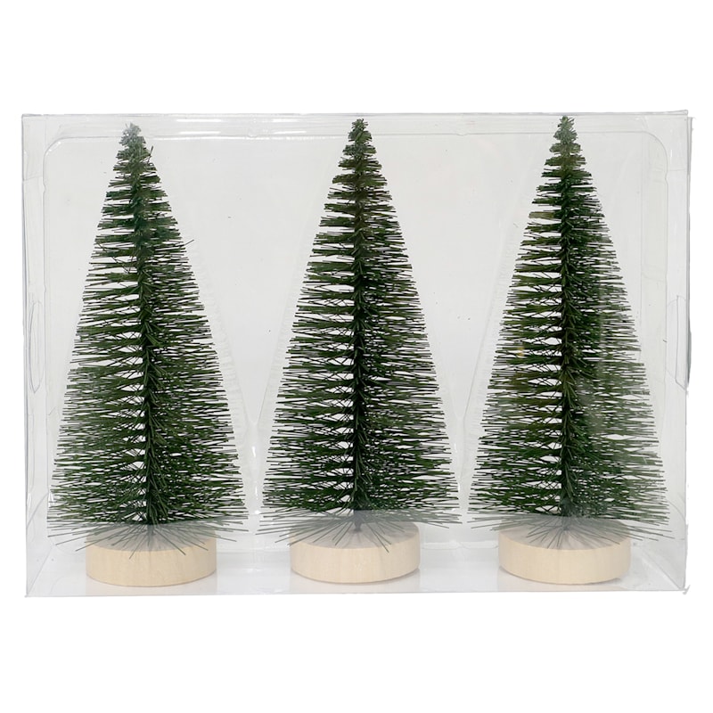 Set Of Three Trees Green Non Glitter