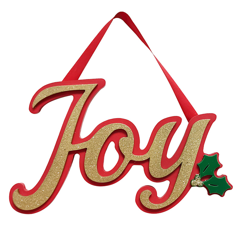 Classic Christmas Red & Gold Joy Cutout Ornament, 6"