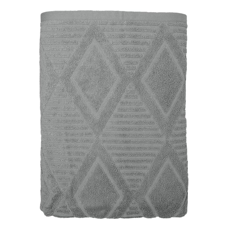 Found & Fable Diamond Textured Grey Bath Towel, 30x54