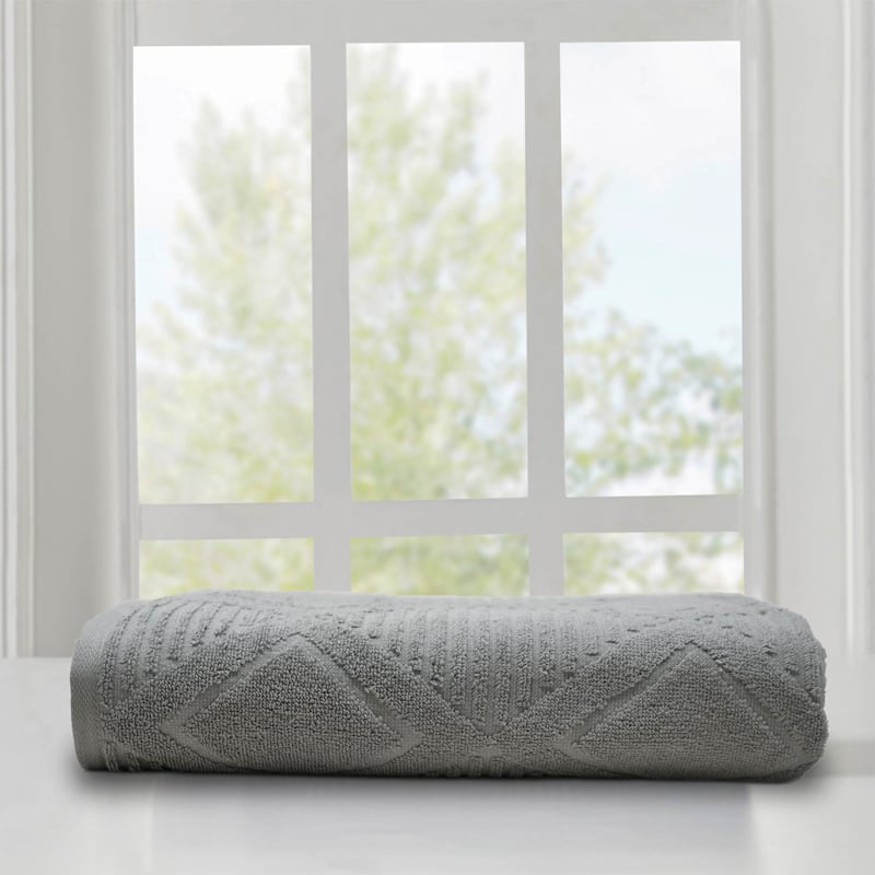 Found & Fable Diamond Textured Grey Bath Towel, 30x54