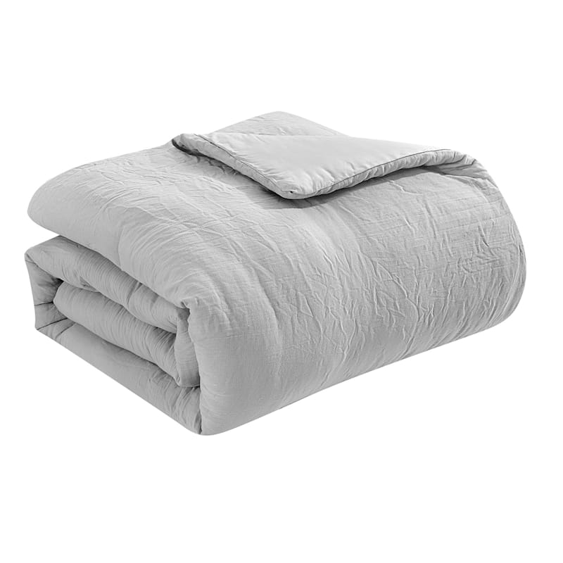 Found & Fable 3-Piece Grey Textured Poly Gauze Comforter Set, Queen Found & Fable 3-Piece Grey Textured Poly Gauze Comforter Set, Queen