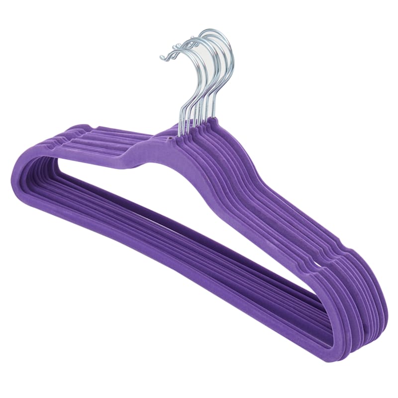 10-Pack Velvet Hangers Set, Purple