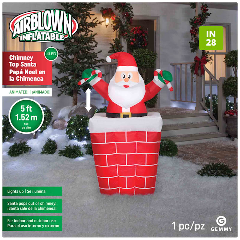(IN25) Airblown Inflatable Animated Pop-Up Santa in Chimney 5 ...