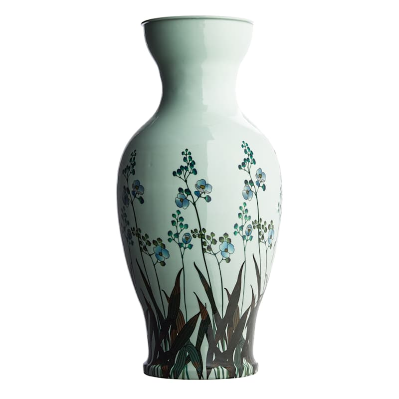 Providence Blue Floral Print Vase, 16"
