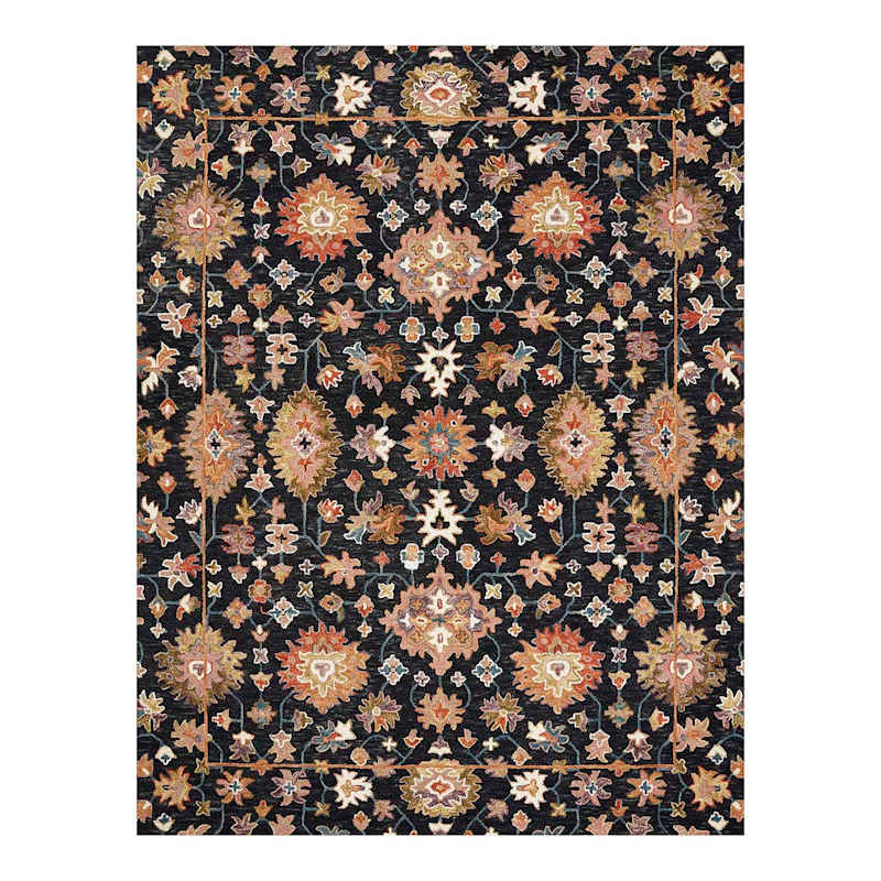 Pierce Black and Multicolor Floral Design Area Rug 8x10 | At Home