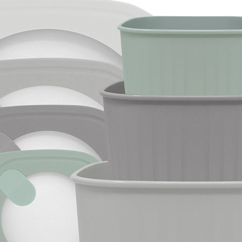 4-Piece Square Storage Bowl Containers, Light Grey