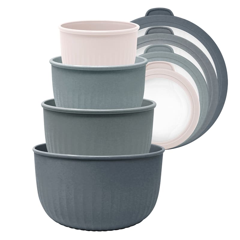 4-Piece Round Storage Bowl Containers, Blue