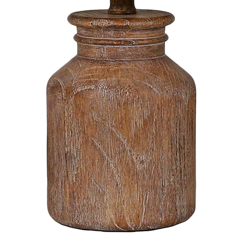 Honeybloom Walnut Wood Finish Mini Table Lamp with Shade, 12"