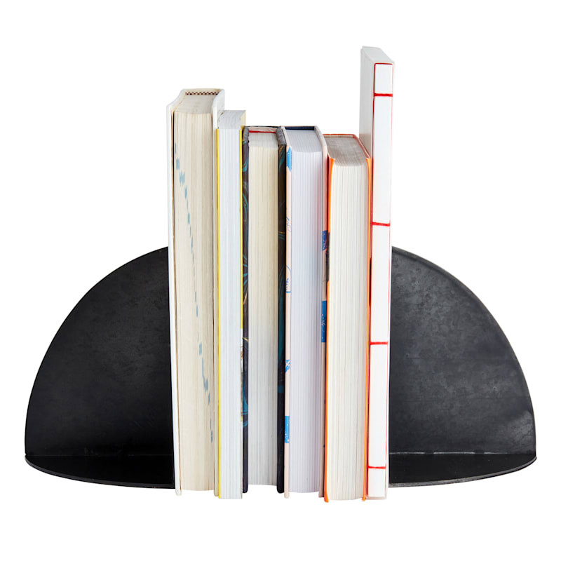 1-Piece Black Metal Bookend, 6"