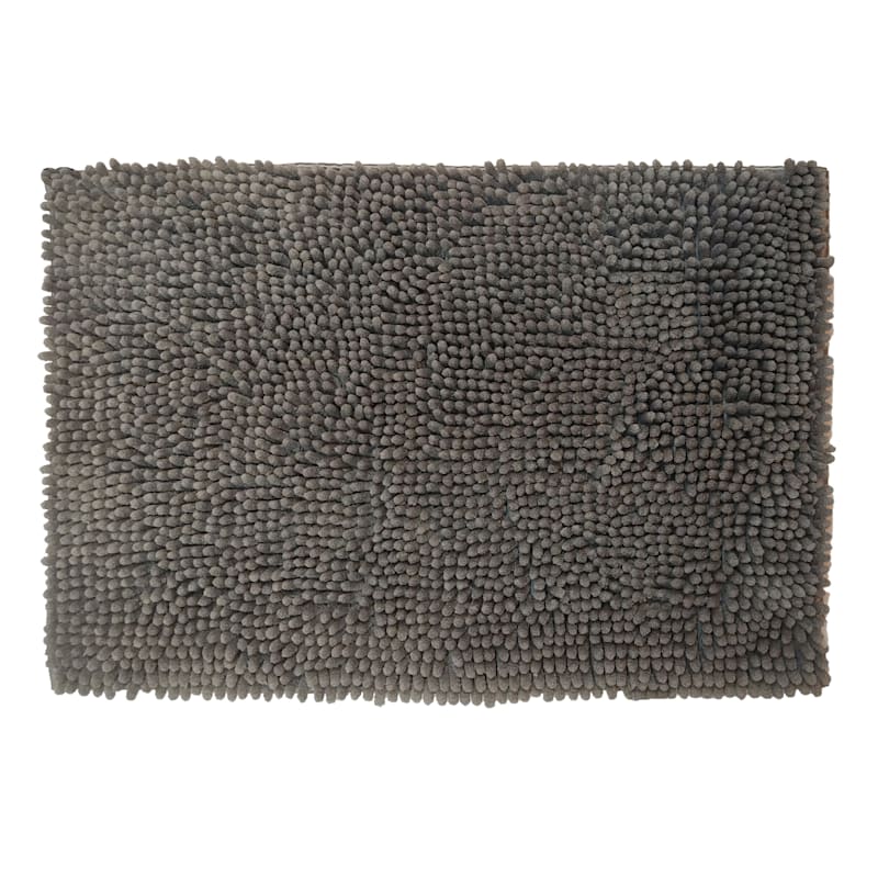 Essential Noodle Dark Grey Bath Rug, 20x34