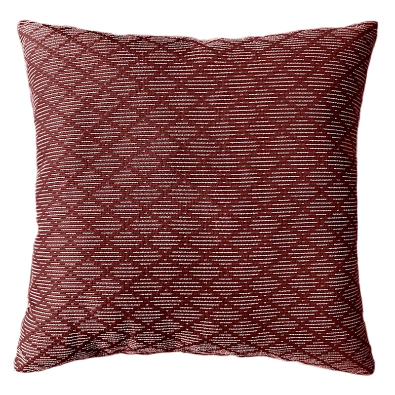 Red Jacquard Diamond Textured Throw Pillow, 18"