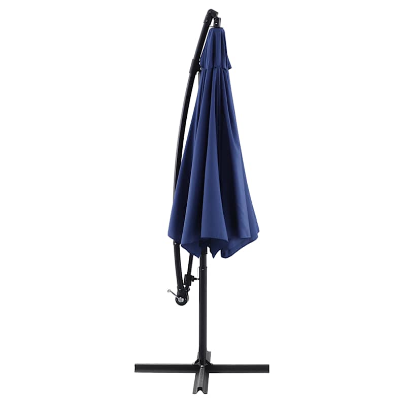 Navy Blue Offset Round Outdoor Patio Umbrella, 10'