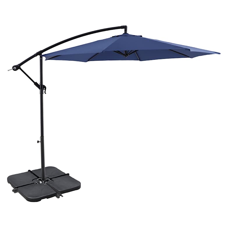 Navy Blue Offset Round Outdoor Patio Umbrella, 10'