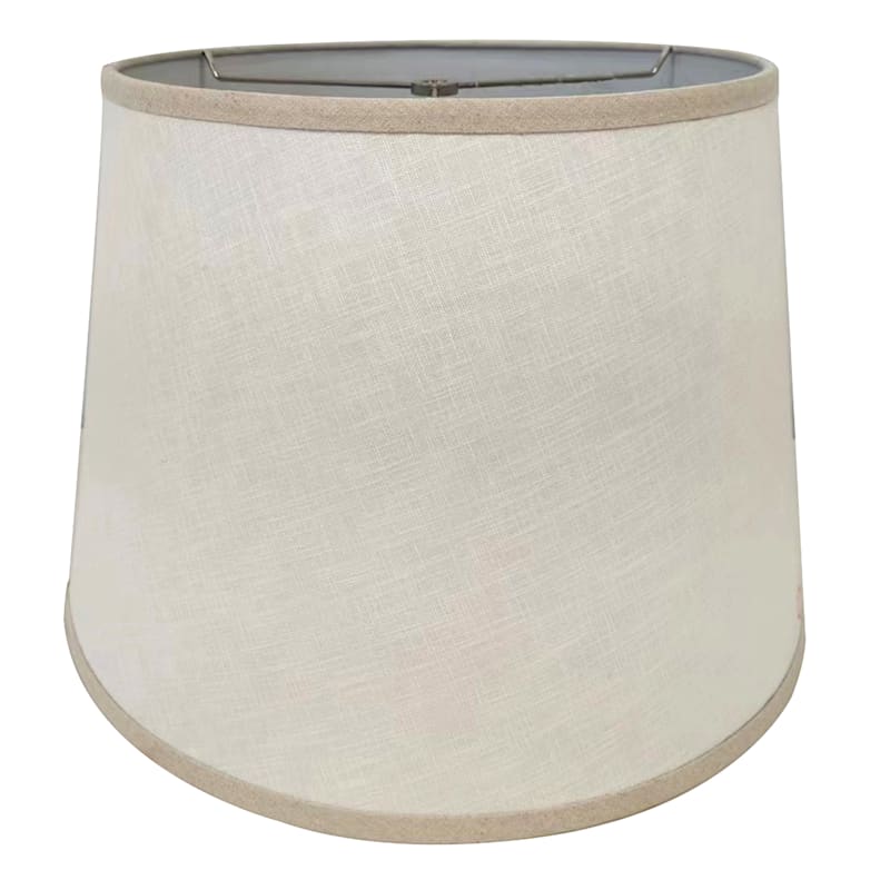 Off-White with Tan Tapered Drum Shade, 13x17x12