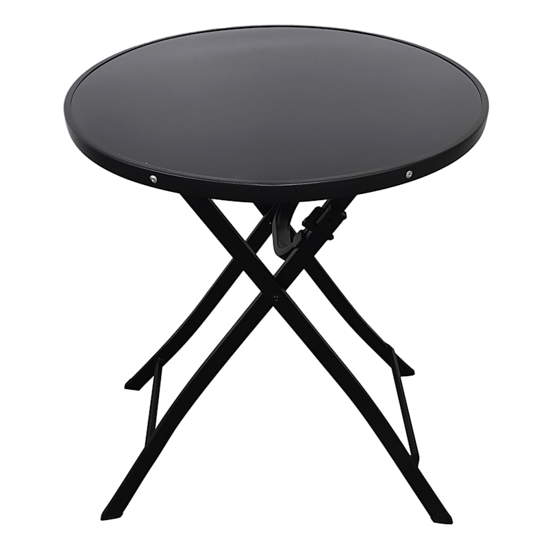 Crosby St Steel Folding Table, Black