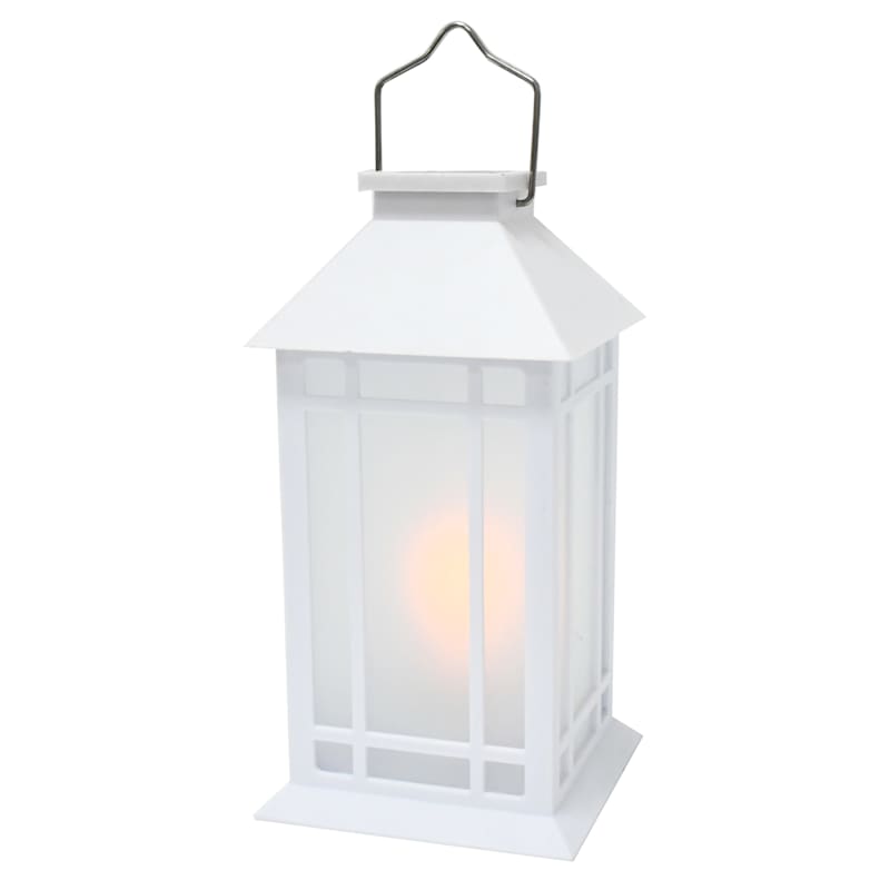 White Solar Outdoor Lantern, 11" | At Home
