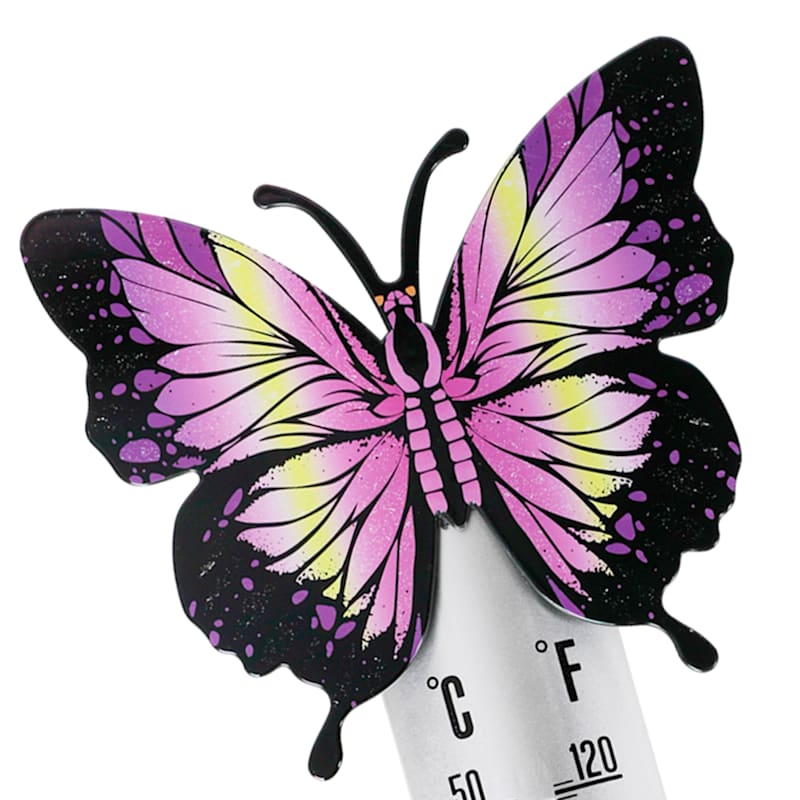 Pink Butterfly Garden Thermometer, 13x6 | At Home