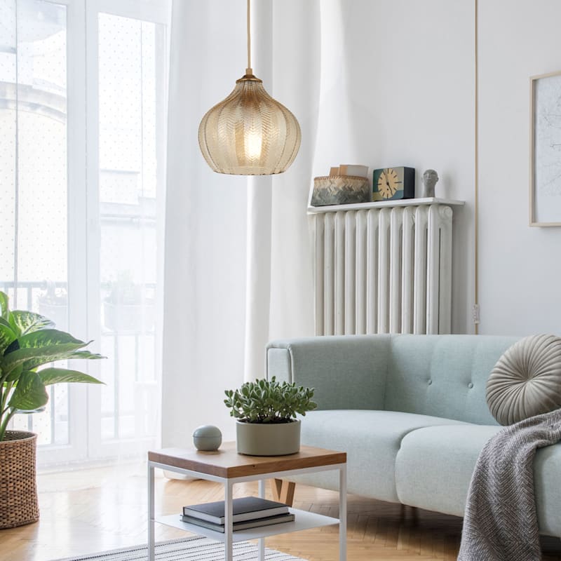 Found & Fable Chevron Glass Pendant Light, 9"