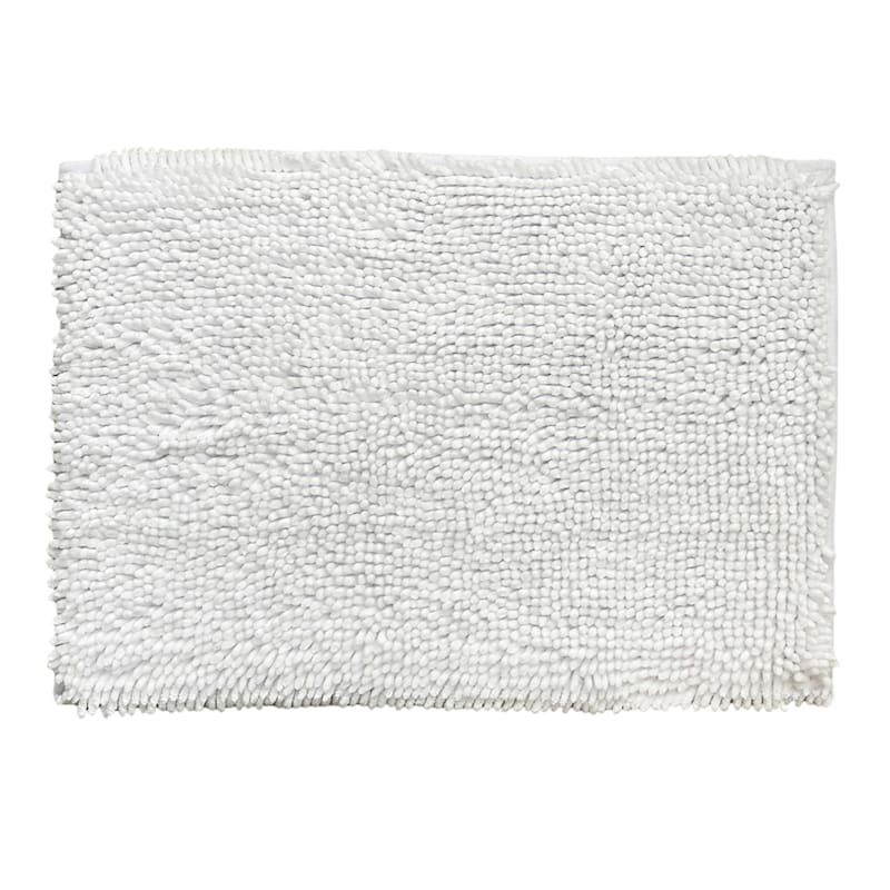 2-Pack White Shiny Noodle Bath Rug Set 17x24 & 20x34 | Bath Decor | At Home