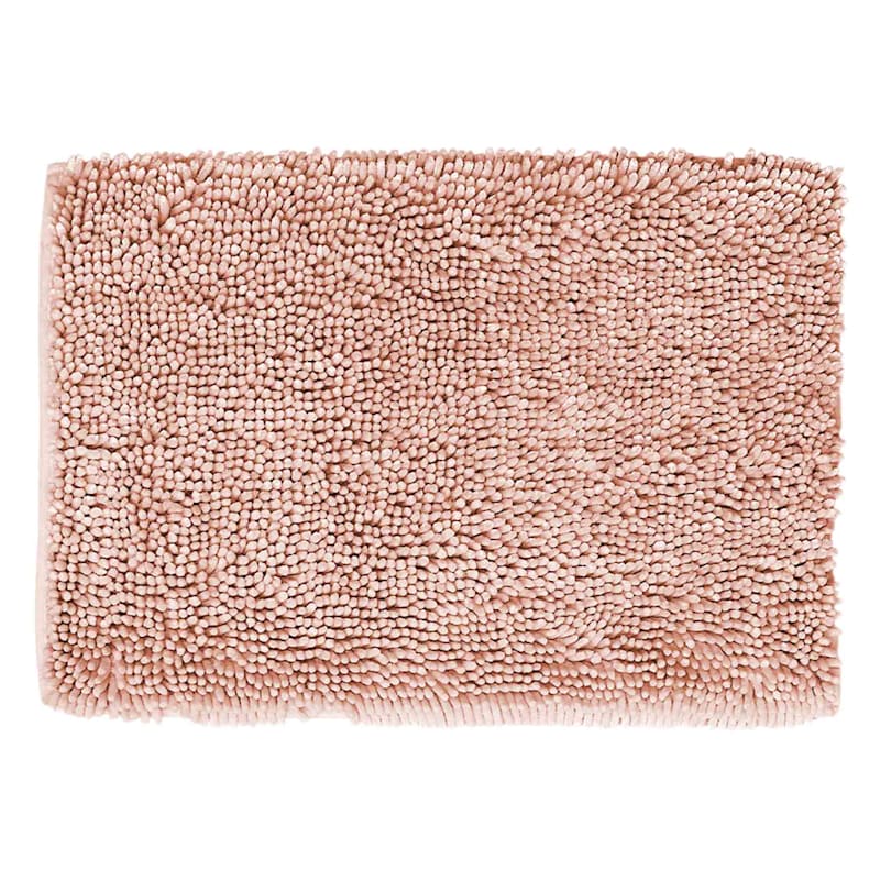 2-Pack Pink Shiny Noodle Bath Rug Set, 17x24 & 20x34