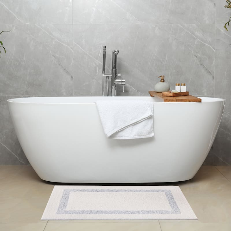 Providence Racetrack Light Blue Bath Rug, 20x30