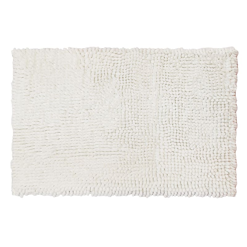 Essential Noodle White Bath Rug, 17x24